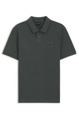 BOSS Stretch-cotton Slim-fit Polo Shirt With Logo Patch - Light Green