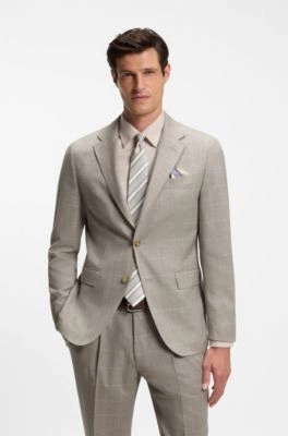 BOSS Two-piece Slim-fit Suit In Checked Italian Wool