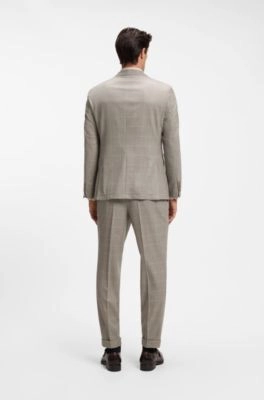 BOSS Two-piece Slim-fit Suit In Checked Italian Wool
