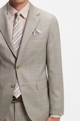 BOSS Two-piece Slim-fit Suit In Checked Italian Wool