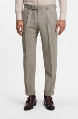 BOSS Two-piece Slim-fit Suit In Checked Italian Wool