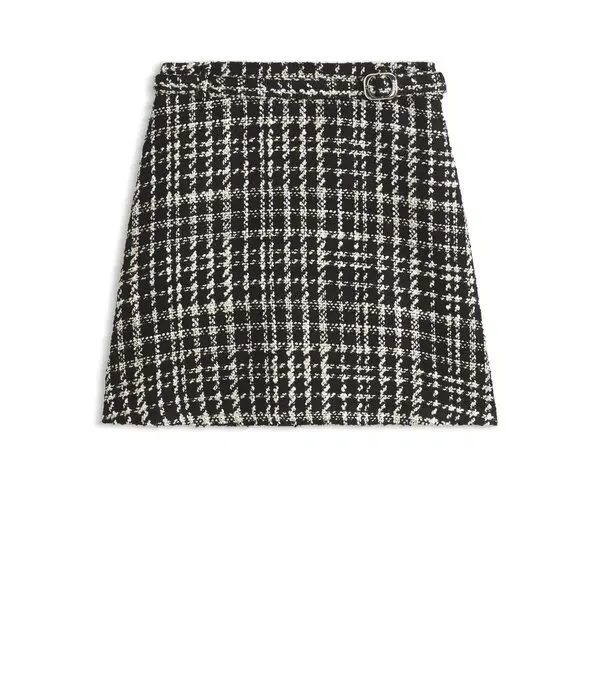 Hugo A-line Miniskirt In Checked Boucl