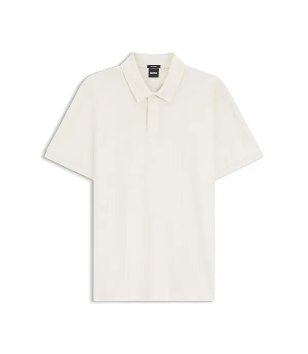 BOSS Geometric-jacquard Polo Shirt In Cotton