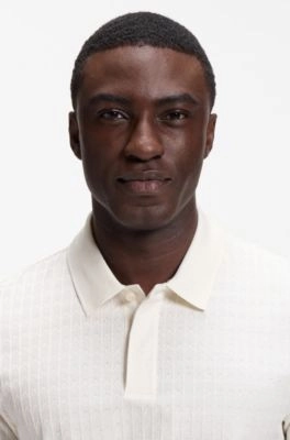 BOSS Geometric-jacquard Polo Shirt In Cotton