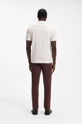 BOSS Geometric-jacquard Polo Shirt In Cotton