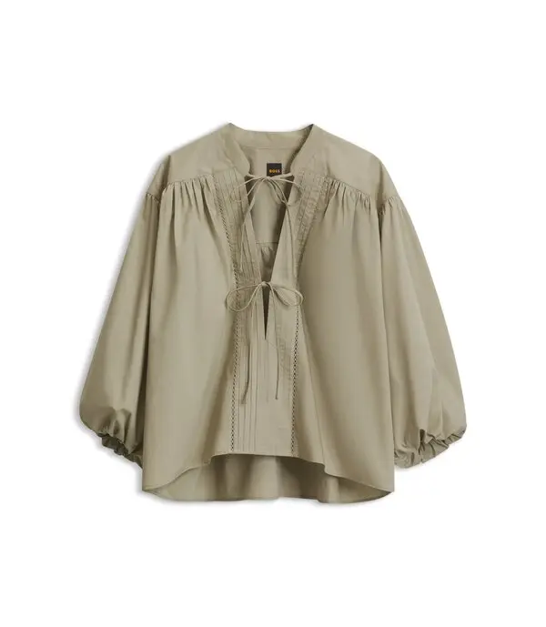BOSS Relaxed-fit Cotton Poplin Blouse With Balloon Sleeves