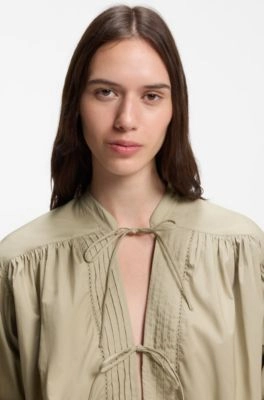 BOSS Relaxed-fit Cotton Poplin Blouse With Balloon Sleeves