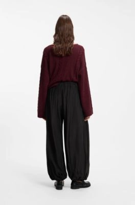 BOSS Wide-leg Modal Blend Trousers
