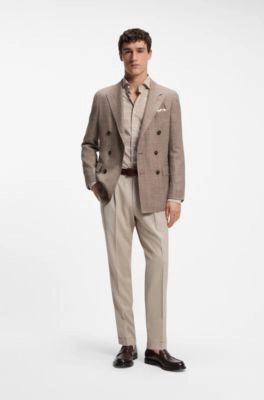 BOSS Slim-fit Shirt In Checked Italian-made Cotton
