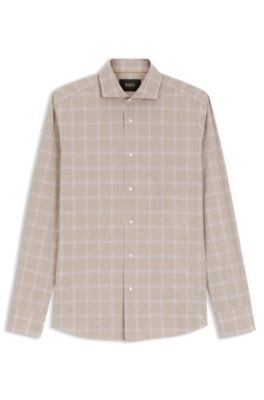 BOSS Slim-fit Shirt In Checked Italian-made Cotton