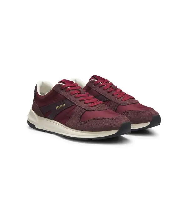 Hugo Suede-trim Sneakers With Logo Details