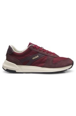 Hugo Suede-trim Sneakers With Logo Details