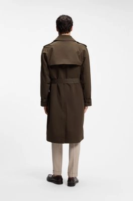 BOSS Double-breasted Trench Coat In Cotton-silk Blend