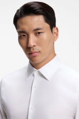 BOSS Slim-fit Shirt In Micro-structured Italian-made Cotton
