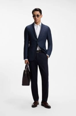 BOSS Slim-fit Shirt In Micro-structured Italian-made Cotton