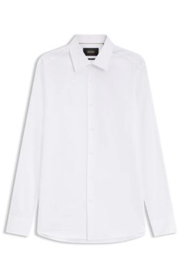 BOSS Slim-fit Shirt In Micro-structured Italian-made Cotton