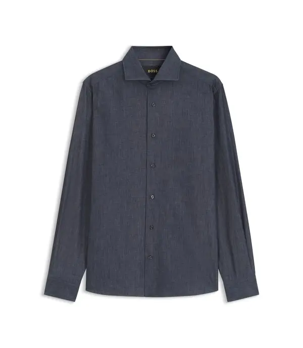 BOSS Slim-fit Shirt In Denim With Cashmere