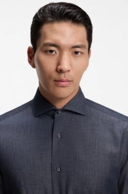 BOSS Slim-fit Shirt In Denim With Cashmere