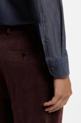 BOSS Slim-fit Shirt In Denim With Cashmere