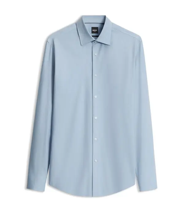 BOSS Slim-fit Shirt In Cotton-blend Flannel - Light Blue