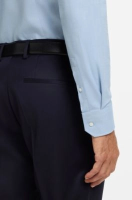 BOSS Slim-fit Shirt In Cotton-blend Flannel - Light Blue