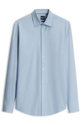 BOSS Slim-fit Shirt In Cotton-blend Flannel - Light Blue