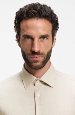 BOSS Slim-fit Shirt In Patterned Cotton-blend Flannel