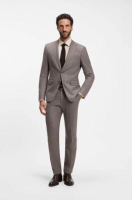 BOSS Slim-fit Shirt In Patterned Cotton-blend Flannel
