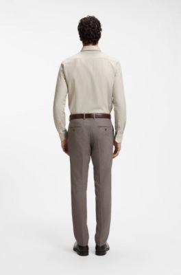 BOSS Slim-fit Shirt In Patterned Cotton-blend Flannel