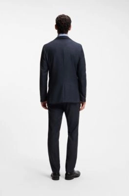 BOSS Patterned Slim-fit Blazer In Italian Virgin Wool