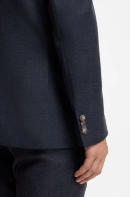 BOSS Patterned Slim-fit Blazer In Italian Virgin Wool