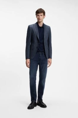 BOSS Patterned Slim-fit Blazer In A Wool-cashmere Blend