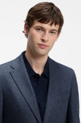 BOSS Patterned Slim-fit Blazer In A Wool-cashmere Blend