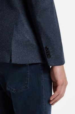 BOSS Patterned Slim-fit Blazer In A Wool-cashmere Blend