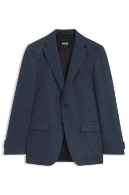 BOSS Patterned Slim-fit Blazer In A Wool-cashmere Blend