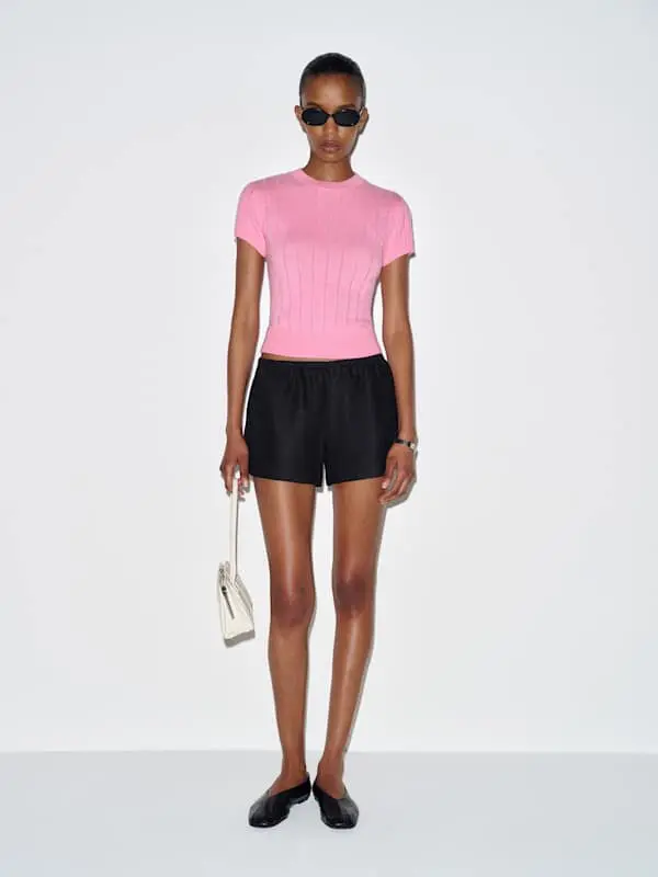 REFORMATION Darcy Cashmere T-shirt - Pink