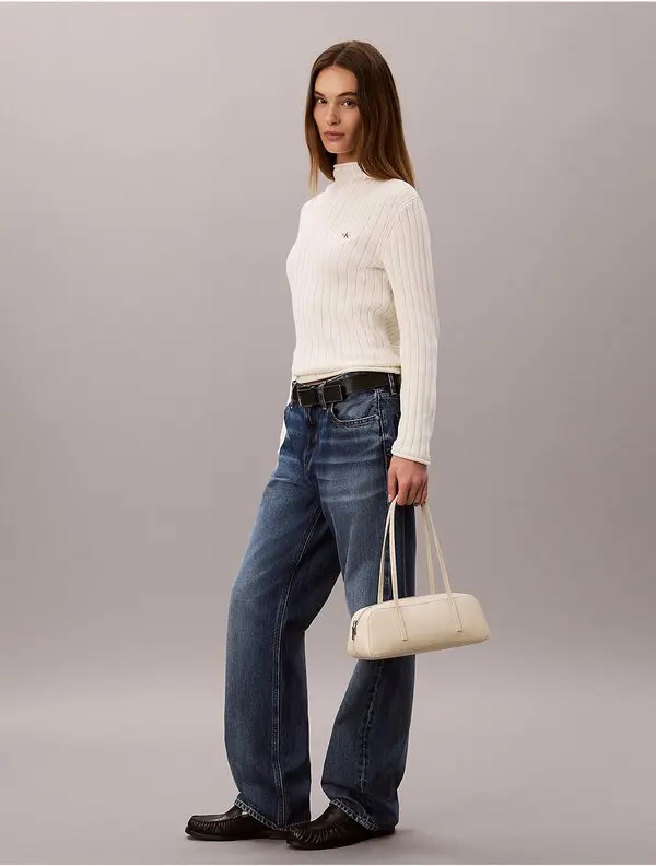 Calvin Klein Foil Logo Slim Shoulder Bag - Light Hay