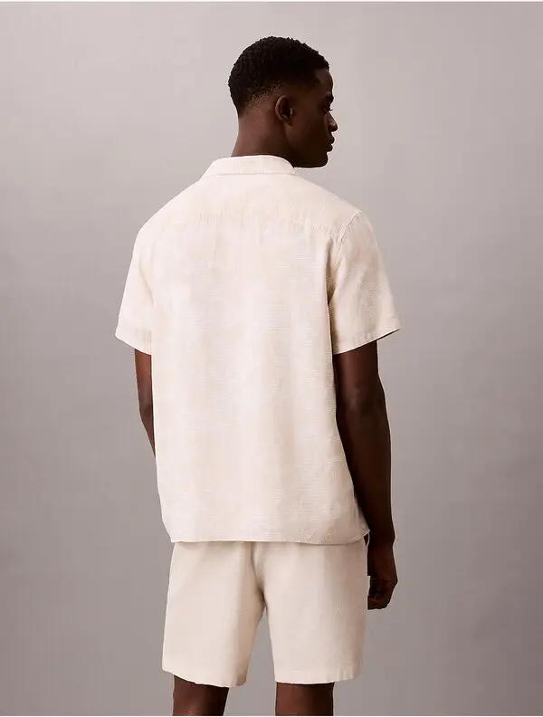 Calvin Klein Linen Blend Camp Collar Shirt