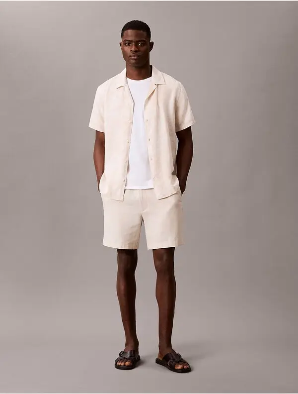 Calvin Klein Linen Blend Camp Collar Shirt
