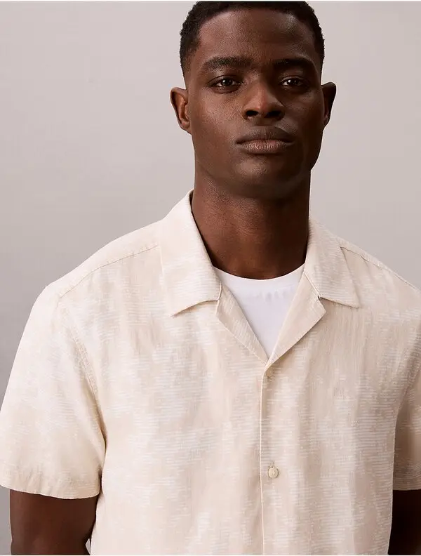 Calvin Klein Linen Blend Camp Collar Shirt