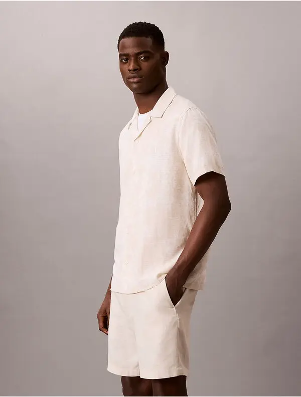 Calvin Klein Linen Blend Camp Collar Shirt
