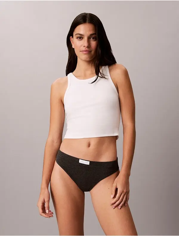Calvin Klein Classic Comfort Cozy Waffle Thong - Charcoal Heather