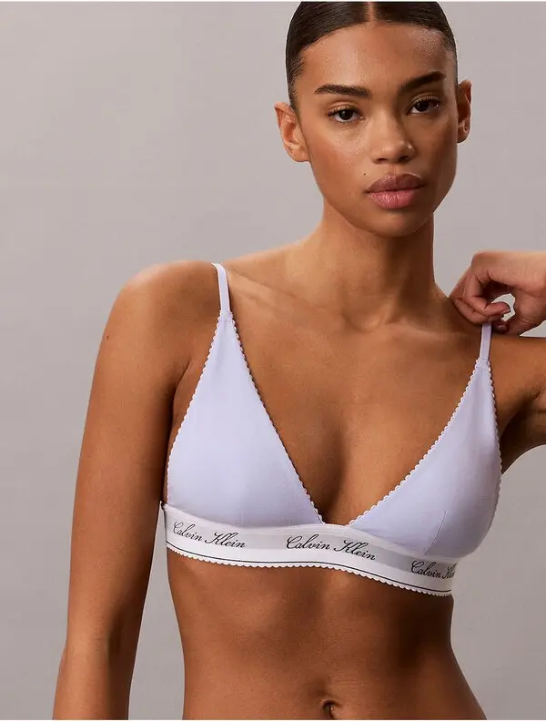 Calvin Klein Icon Cotton Modal Script Triangle Bra - Amethyst Cream