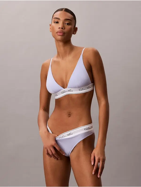 Calvin Klein Icon Cotton Modal Script Triangle Bra - Amethyst Cream
