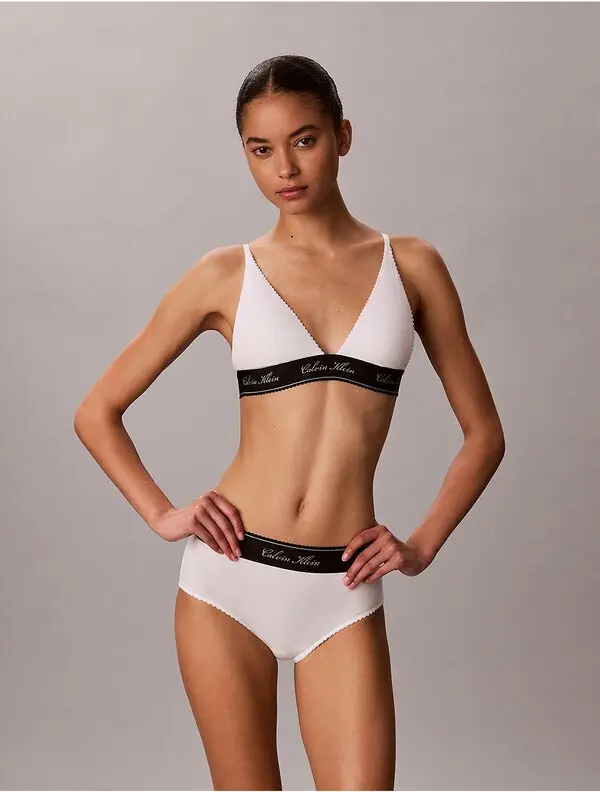 Calvin Klein Icon Cotton Modal Script Triangle Bra - White