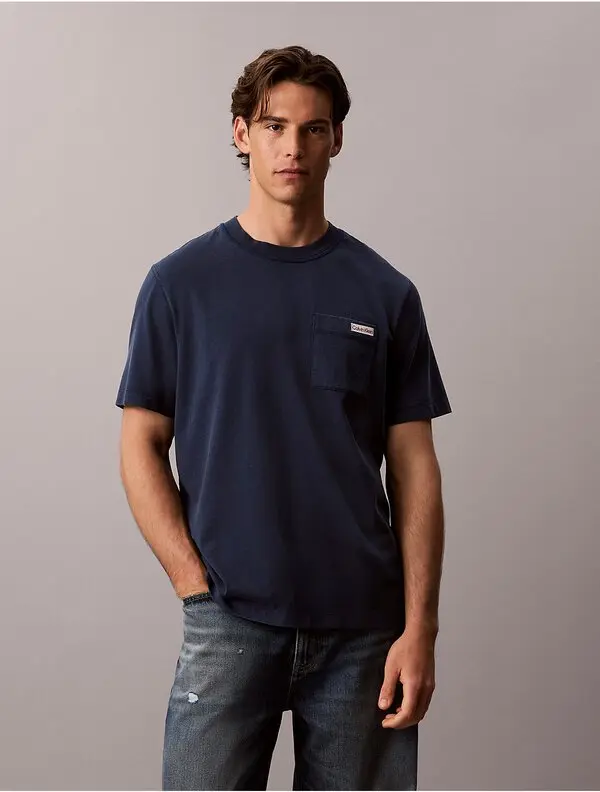 Calvin Klein Garment-dyed Pocket T-shirt - Pageant Blue