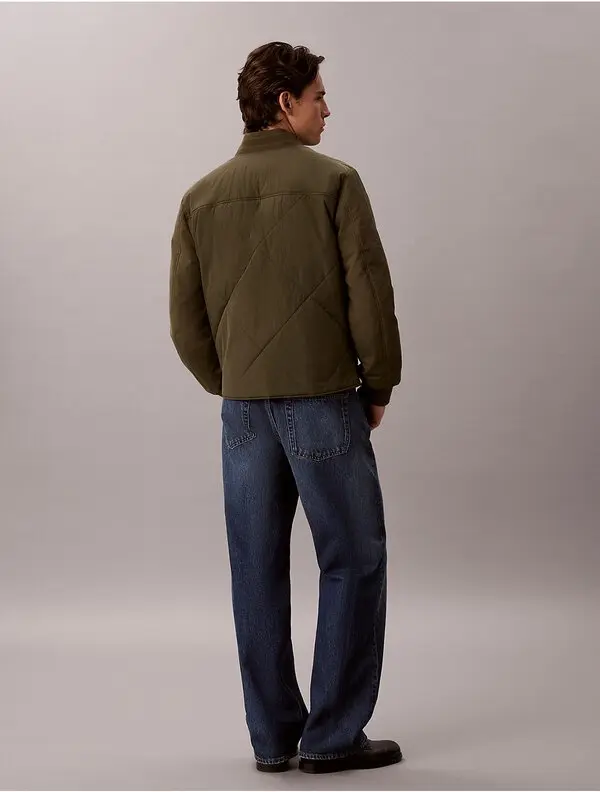 Calvin Klein Mixed Media Varsity Bomber Jacket - Olive Night