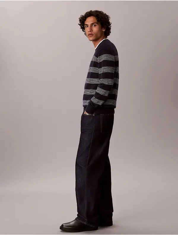 Calvin Klein Space Stripe Crewneck Sweater - Dark Sapphire