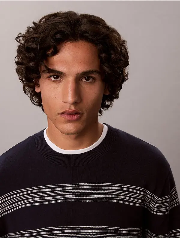 Calvin Klein Space Stripe Crewneck Sweater - Dark Sapphire