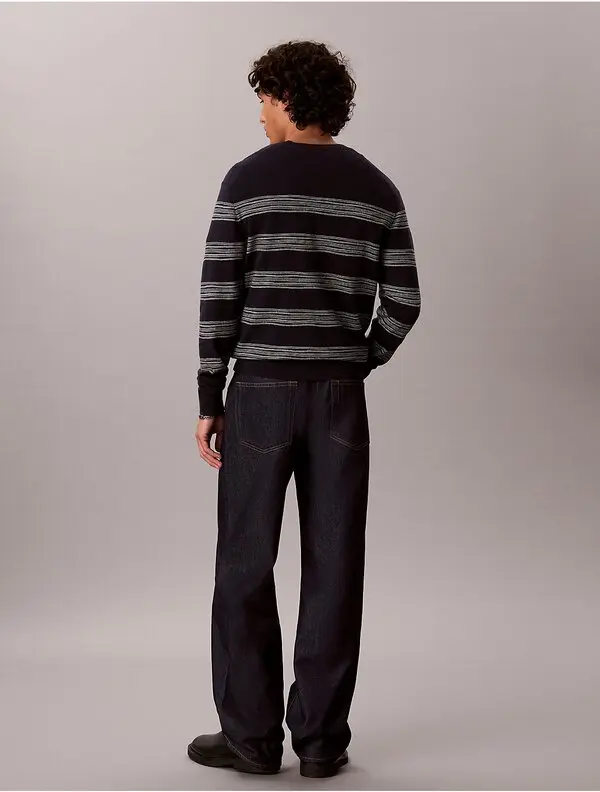 Calvin Klein Space Stripe Crewneck Sweater - Dark Sapphire
